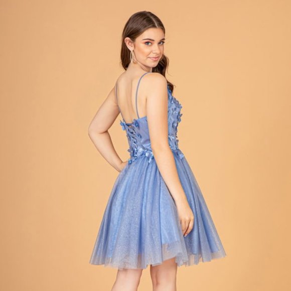 GLS Collective | Dresses | New Smokyblue Mesh Off Shoulder 3d Floral ...